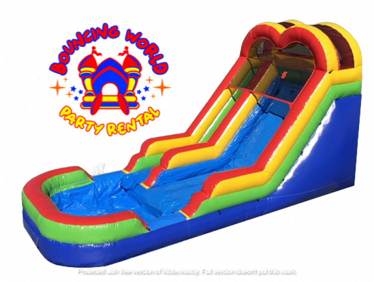 14ft Multicolor Water & Dry Slide - Bouncing World Springfield MA