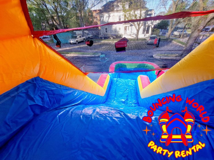 14ft Multicolor Water & Dry Slide - Bouncing World Springfield MA