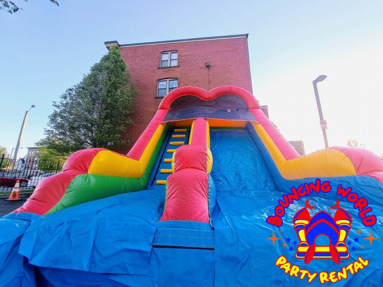 14ft Multicolor Water & Dry Slide - Bouncing World Springfield MA